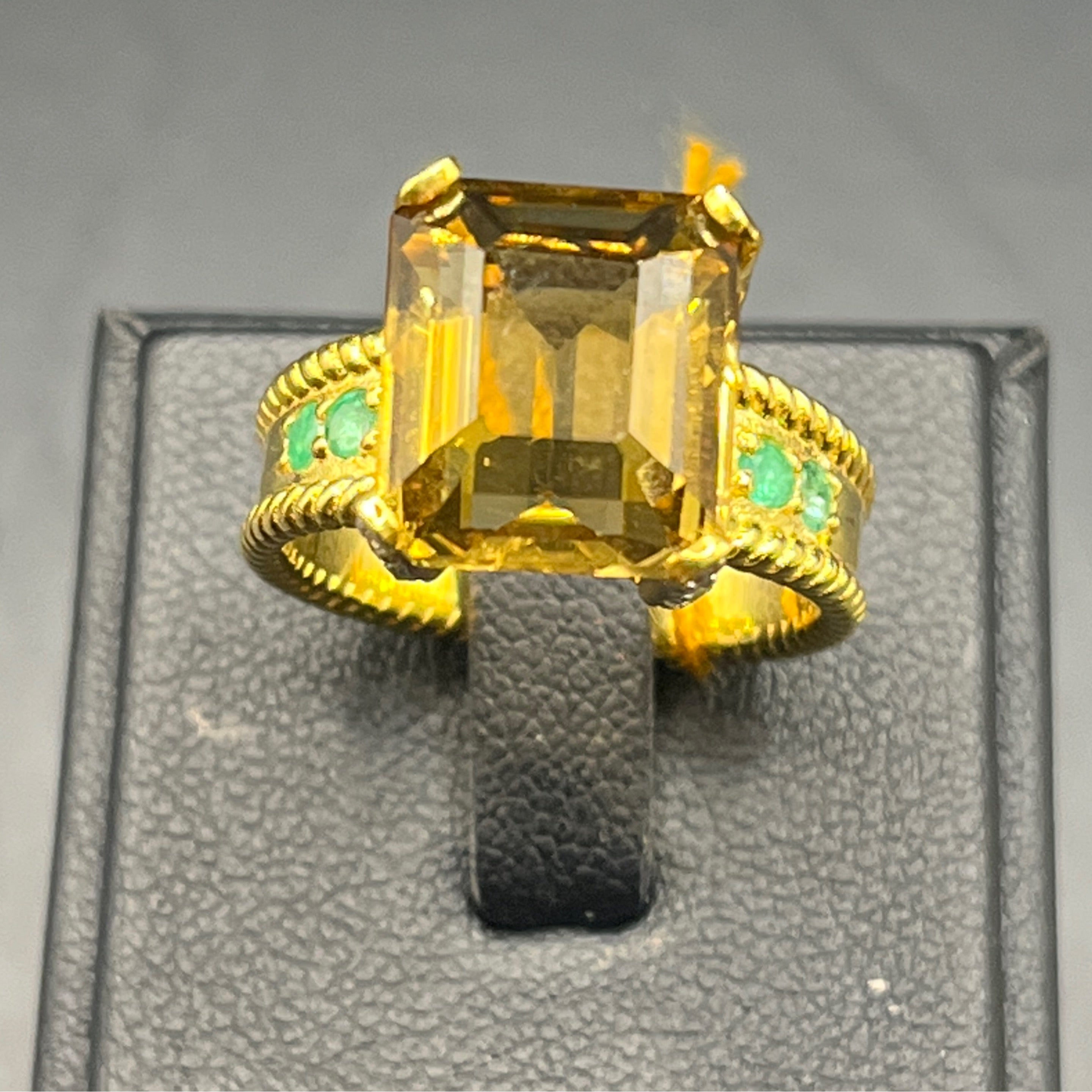 Smoke Quart emerald cut with natural emeralds | Siam Exclusive Gems ...