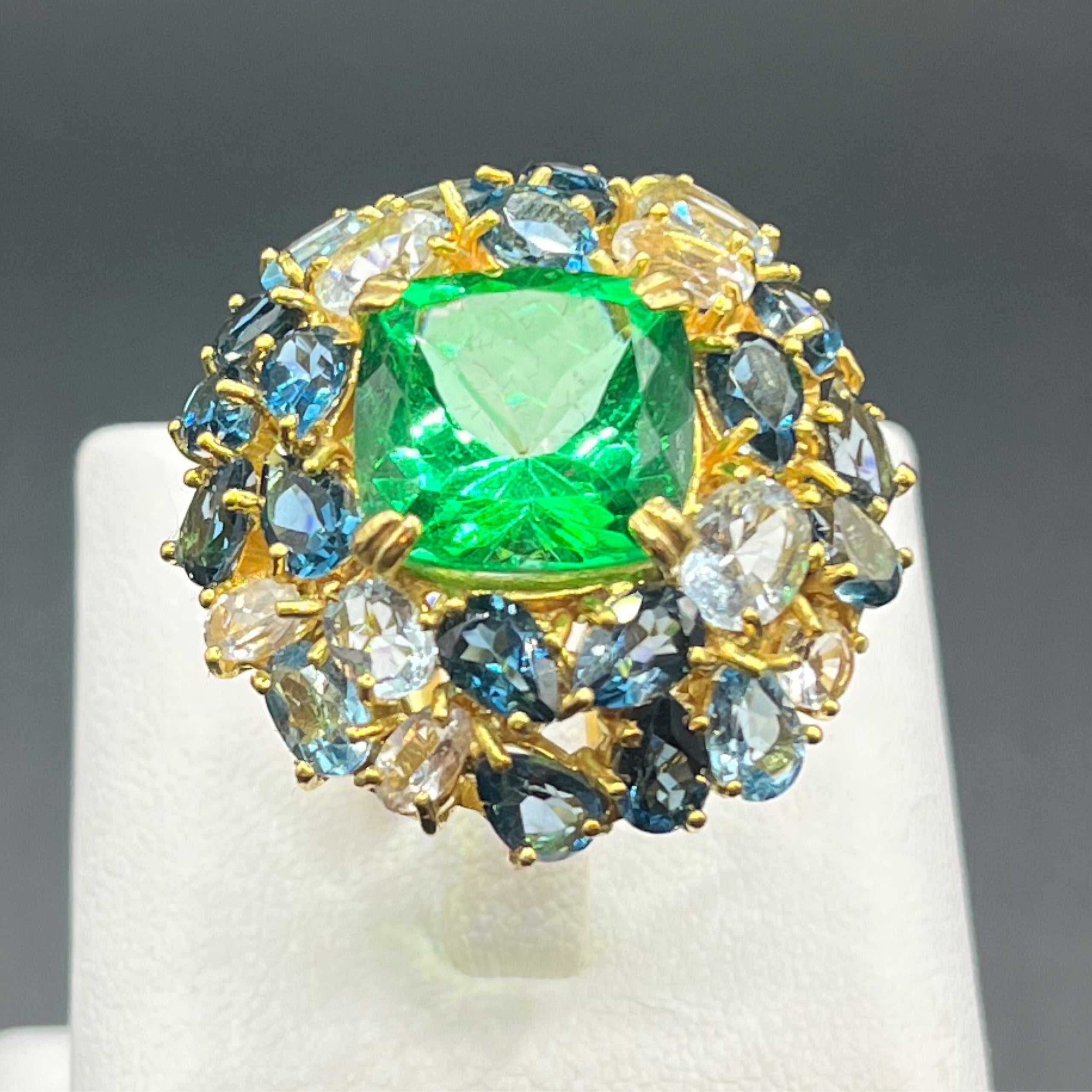 Natural Beryl Emerald with London blue , Swiss blue and white topaz ...